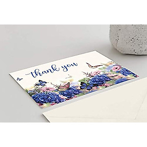 Floral Funeral Sympathy Bereavement Thank You Cards With Envelopes - Message Inside (25, Floral Butterfly)