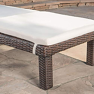 Christopher Knight Home Jamaica Outdoor Wicker Chaise Lounge with Water Resistant Cushion, 2-Pcs Set, Multibrown / Cream