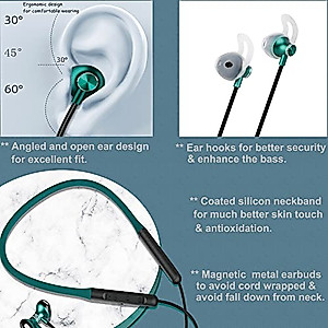 ZXQ Q2 Wireless Neckband Bluetooth Headphones, Neckband Earbuds with Magnetic, Wireless Sport Earphones with Microphone,Upgrade 15Hours Playtime,USB Type C Charge,with Carry Case Ear Hook (Green)