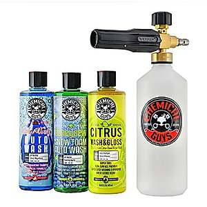 Chemical Guys TORQ Foam Cannon Snow Foamer & 3 Premium Soaps Kit, 16 fl oz
