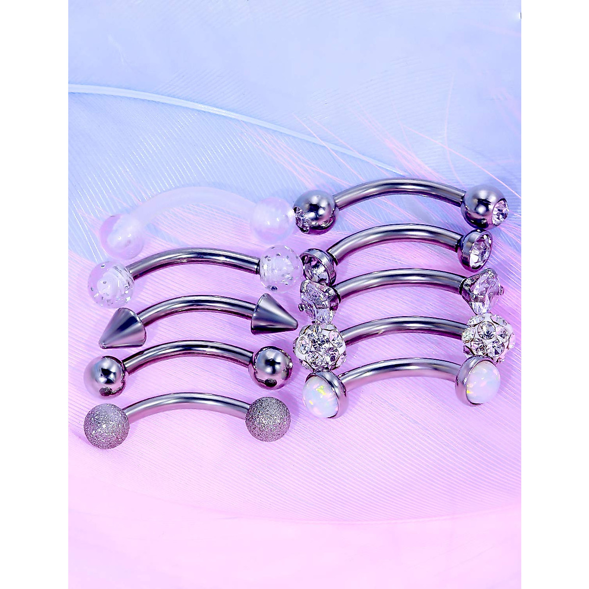 Jenxnjsjo Eyebrow Rook 16g 6/8/10mm Piercing Jewelry Ring for Women Vertical Labret Lip Hood Curved Barbell Snug Earrings Belly Button Snake Frog Eyes Vch Bridge Cartilage Daith Surface Anti Tragus