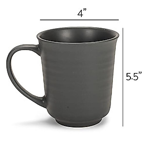 Elanze Designs Black Matte Glaze Finish 17 ounce Stoneware Coffee Cup Mugs Set of 4
