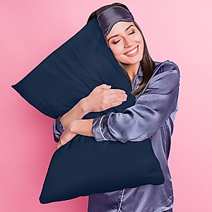 Utopia Bedding Waterproof Pillow Protectors Zippered (2 Pack, Navy) Queen Size, Zippered Pillowcases, Bed Bug Proof Pillow Encasement Covers 20 x 28 Inches