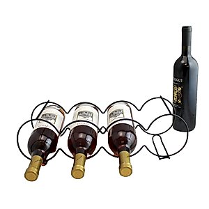 Dependable Stackable Table Top Wine Rack Holds 4 Wine Bottles Black