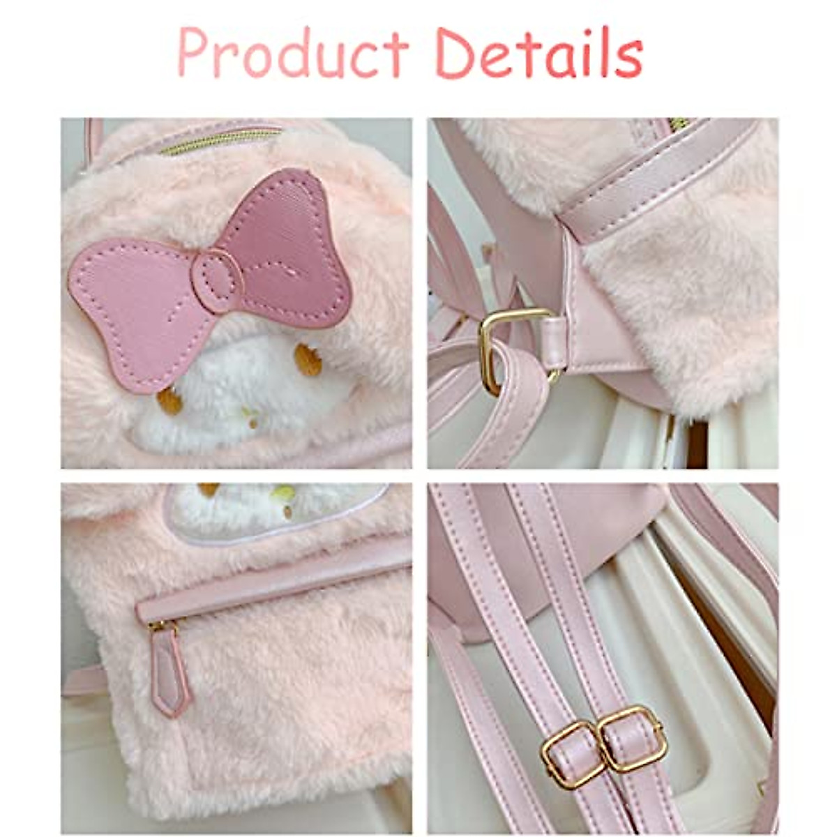 SHOCKTU My Melody Backpack, Cinnamoroll Bag Cute Cartoon School Bag Plush Shoulder Bag Handbag (WHITE)