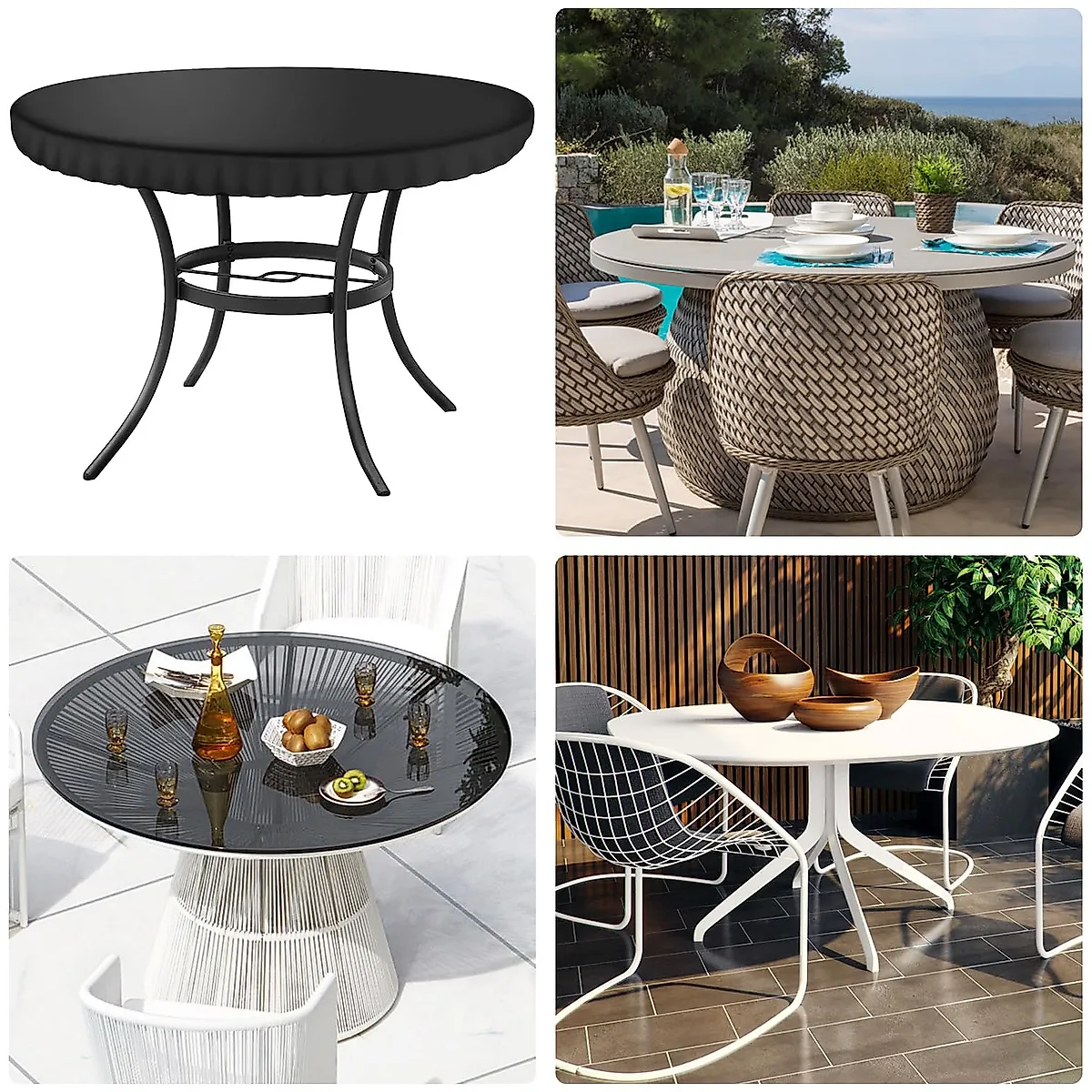 Kovshuiwe Round Outdoor Patio Furniture Covers 30.7" Dia x 4" H Black,Garden Table Cover Round,Garden Furniture Cover Fitted Round Outdoor and Indoor Use, Waterproof Table Cover, 600D Oxford Fabric