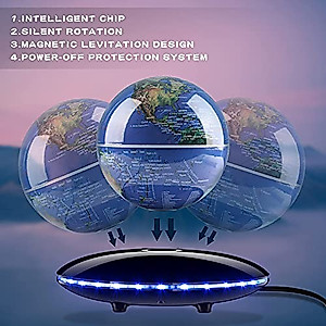 RUIXINDA Levitating Globe,Cool Gadgets Magnetic Globes Floating Globe World Map Office Decor with LED Light Base,Cool Tech Gift for Men Father Boys Boss