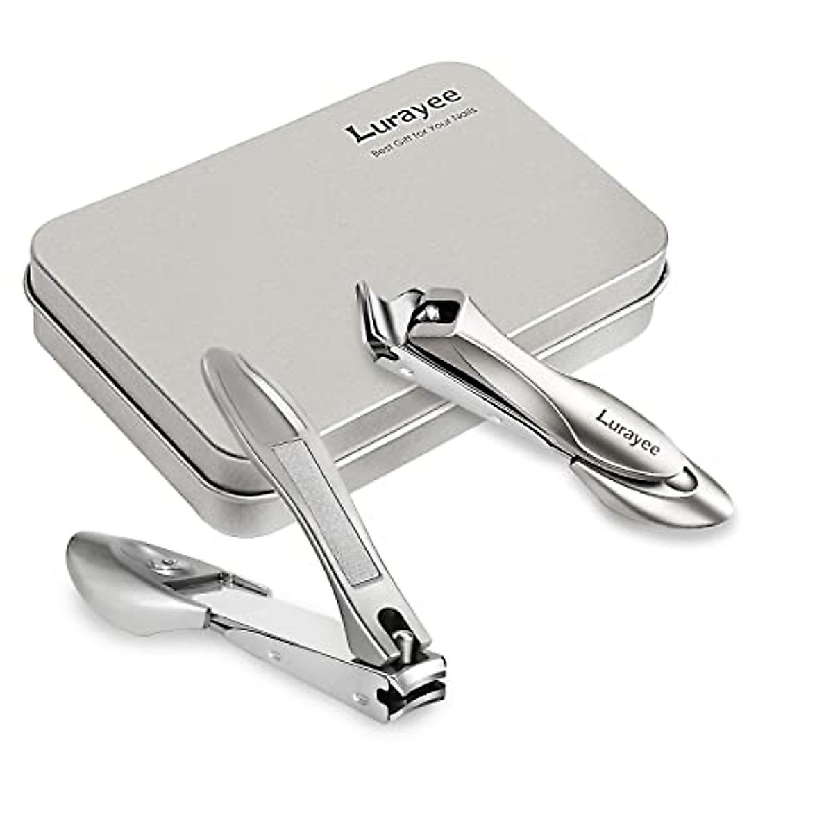 Nail Clipper Set, Professional Nail Clippers for Fingernails and Toenails, 2pcs Stainless Steel Splash Proof Nail Trimmer Nail Cutter Ingrown Toenail Thick Nails Tool Clipper Set