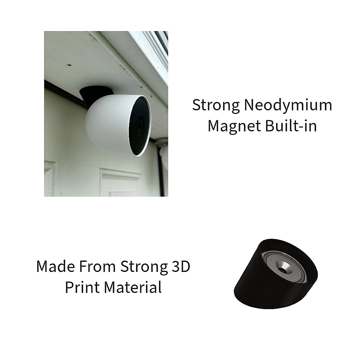 Mavnek Angled Ceiling or Wall Mount Magnetic Replacement Base Plate for Google Nest Outdoor Camera (Battery), Strong Neodymium Magnet, Wireless Camera Not Included