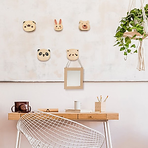WONQEXZ Wall Hook,Child Baby Nursery Wood Wall Hook,Natural Colorful Animal Coat Hooks,Wooden Hooks,Children Wall Mounted Hook,Set of 5