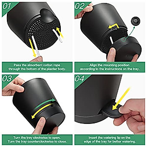 6 Inch Self Watering Plastic Planters, Warmplus Plant Pots for Indoor Outdoor with Drainage Holes, Watering Wick, Watering Lip for Snake Plant, African Violet, Aloe, and Most House Plants 6-Pack Black