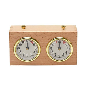 fayle Chess Clock Timer,Board Game Analog Wooden Competition Timing Tools High Accuracy Mechanical for Various Games