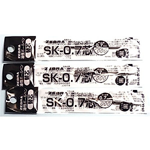 Zebra SK-0.7 0.7mm Refill (Black Ink)3 Pack/total 3 pcs (Japan Import) [Komainu-Dou Original Package]