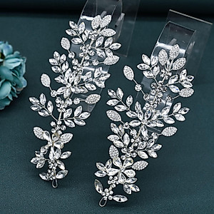 WONRLUA 2 PCS Rhinestone Headband, Elegant Wedding Headpiece for Bride, Sparkling Bridal Hair Accessories