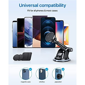 andobil [Bumps Friendly Magnetic Phone Holder for Car, [Super Strong Magnet] Universal Dashboard Windshield Car Mount Magnet Compatible with iPhone 13 12 Pro Max 11 XR Samsung S22 S21 All