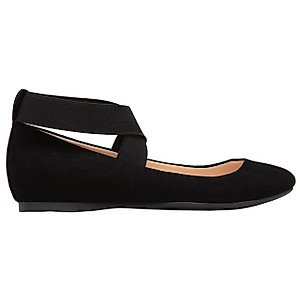 Jessica Simpson Women's Mandayss Ballet Flat, Black Micro Suede, 9