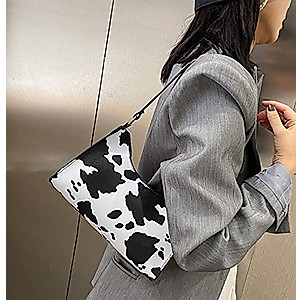 Women Cow Print Shoulder Bag Clutch Purse Underarm Handbag Satchel Zipper Tote Bag Purse