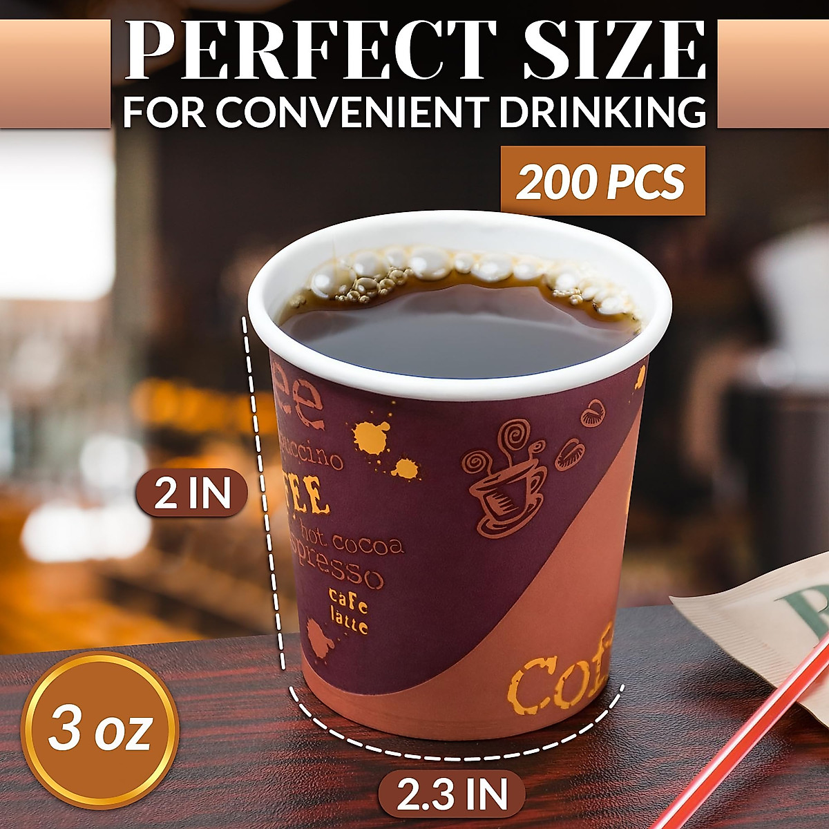 3 Oz Disposable Espresso Cups for Hot Drinks - 200Pcs Paper Espresso Cups for Party Cups Disposable Coffee Shots Cups for Wedding Travel Cup - Hot Coffee Cups for Espresso Cup Set Small Paper Cups