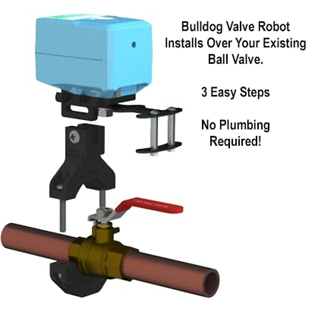 EcoNet Controls EVC200-HCSML The Bulldog Valve Robot, Z-Wave Water Valve, Smart Home Controller Required, Easy to Install and No Plumbing Required, Valves up to 1.5"