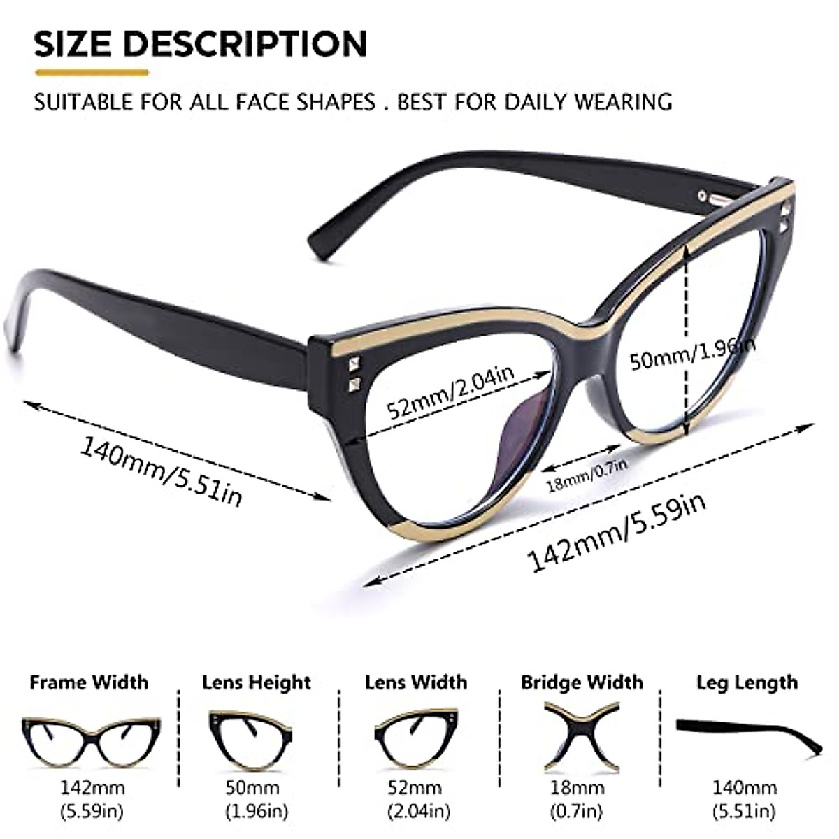Rmerom Blue Light Blocking Glasses For Women Fake Glasses Fashion Non Prescription Glasses Cat Eye Frames Computer Gaming Eyeglasses