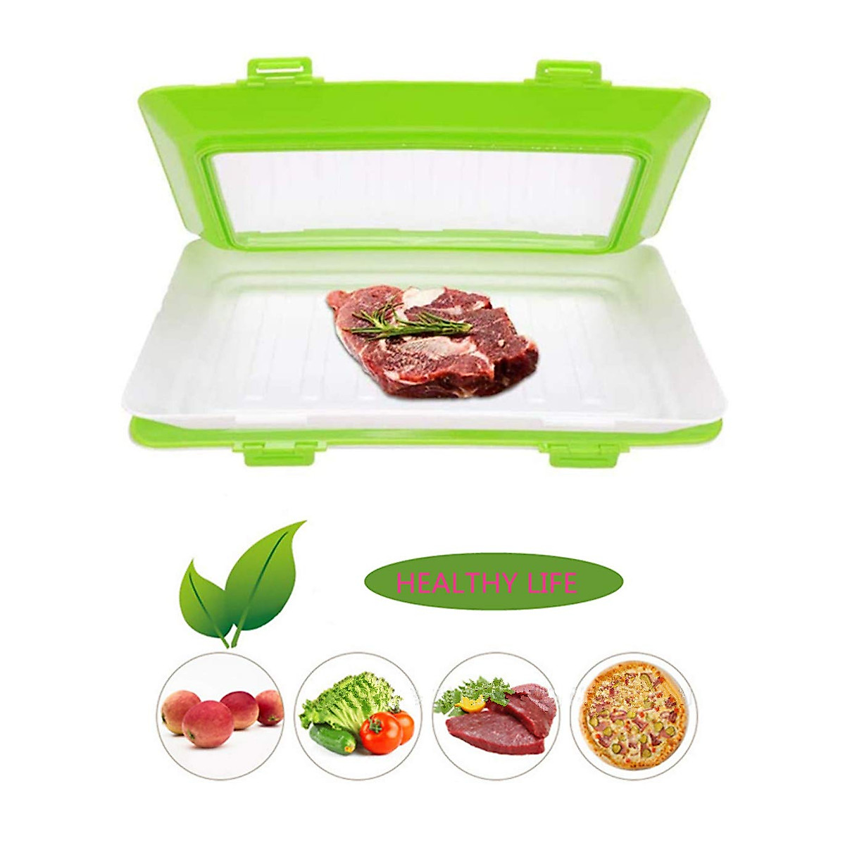 Food Plastic Preservation Tray,Stackable Food Tray Reusable Creative Food Preservation Tray for Food Preservation 2 Pack