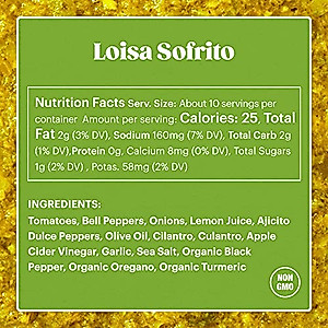 Loisa Sofrito Cooking Sauce, Non-GMO, No-MSG, No Preservatives, No Artificial Coloring, No Artificial Flavors, Vegan, Pure Latin Flavor, 12 oz, Pack of 1