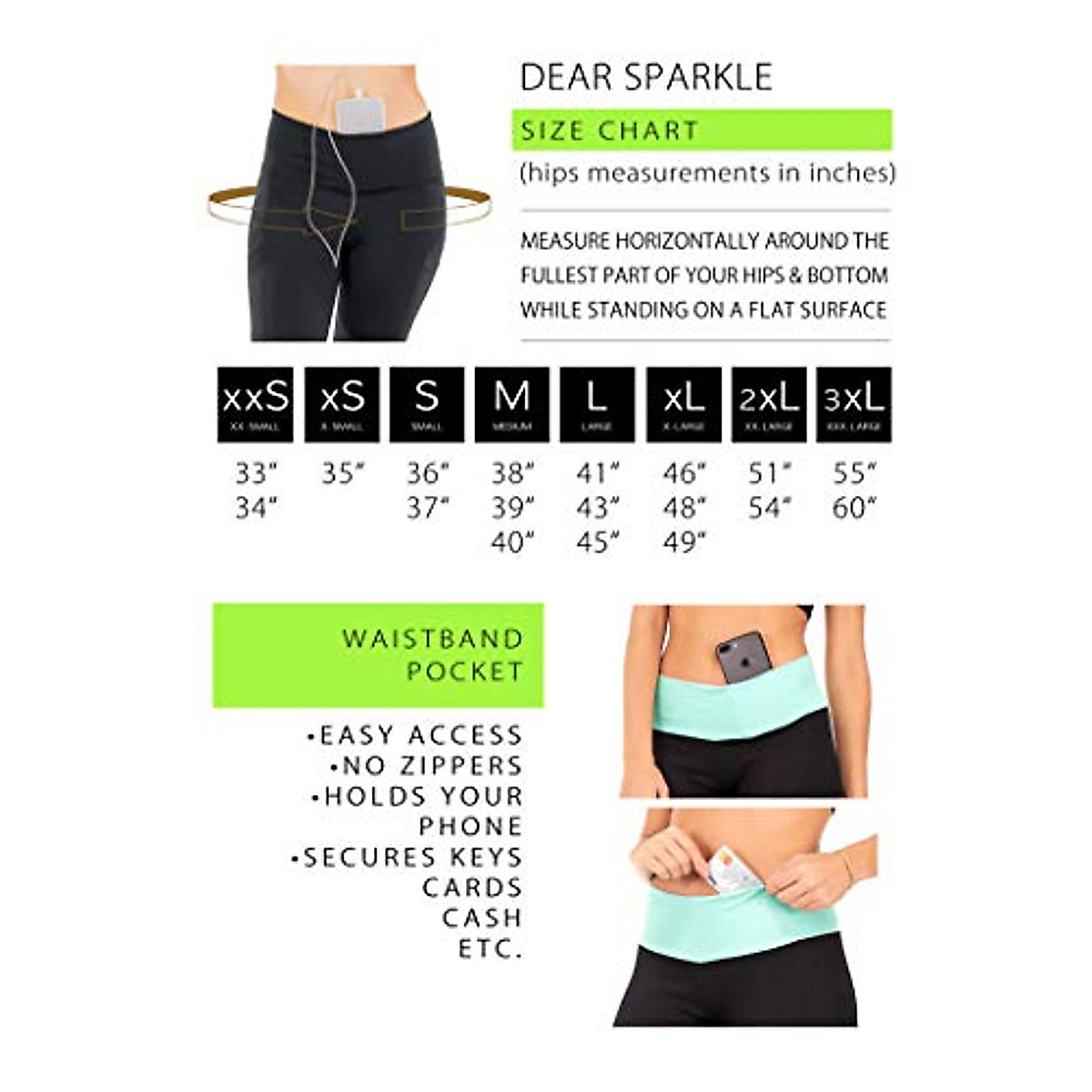 DEAR SPARKLE Bootcut Fold Over Leggings for Women | Slim Look Bootleg Yoga Pants w Pocket + Plus Size (C5 F) (Black, Medium)