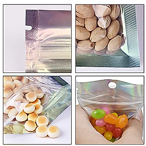 200 Pack Resealable Smell Proof Bags,Rocutus Foil Mylar Ziplick Bags,Flat Metallic Mylar Foil Bags for Party Favor Food Storage (14 x 20 cm/ 5.5 x 7.87 Inches)