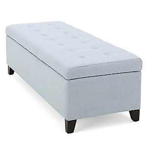 Christopher Knight Home Mission Fabric Storage Ottoman, Light Sky
