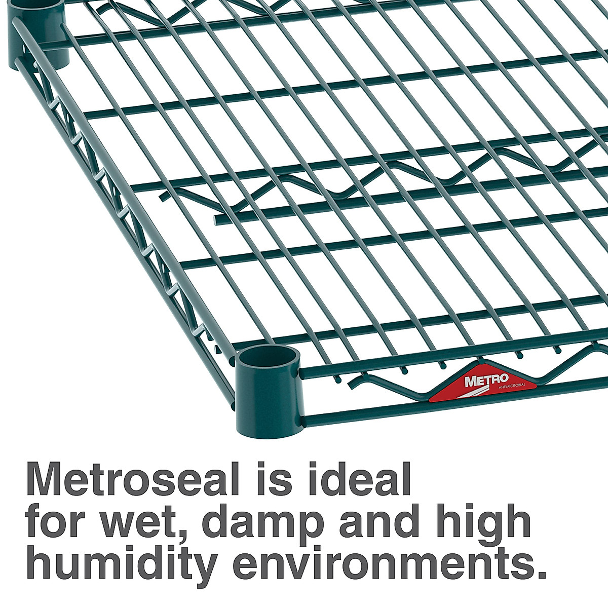 METRO Super Erecta Metroseal Green Epoxy Shelving Unit - Industrial Wire Shelving for Restaurants, Kitchens, Walk-in Coolers/Freezers with Microban - 4 Tier, 2000 lbs Capacity, 18” W x 36” L x 74” H