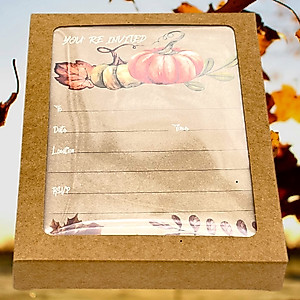 25 Pumpkin Fall Invitations With Envelopes, Bridal Shower, Thanksgiving & Halloween. Thick & Non Coated Cardstock For Use With Any Pen.