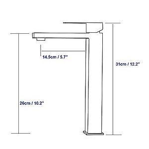 Friho Single Handle Matte Black Tall Bathroom Vessel Sink Faucet, Modern Bathroom Vanity Faucets Vessel Basin Mixer Tap Bathroom Sink Faucet with Drain Pop up&Water Hoses