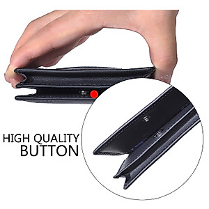 RFID Genuine Leather Bifold ID/Business Credit Card Case Holder for Men Slim Front Pocket Wallet Button(Black)
