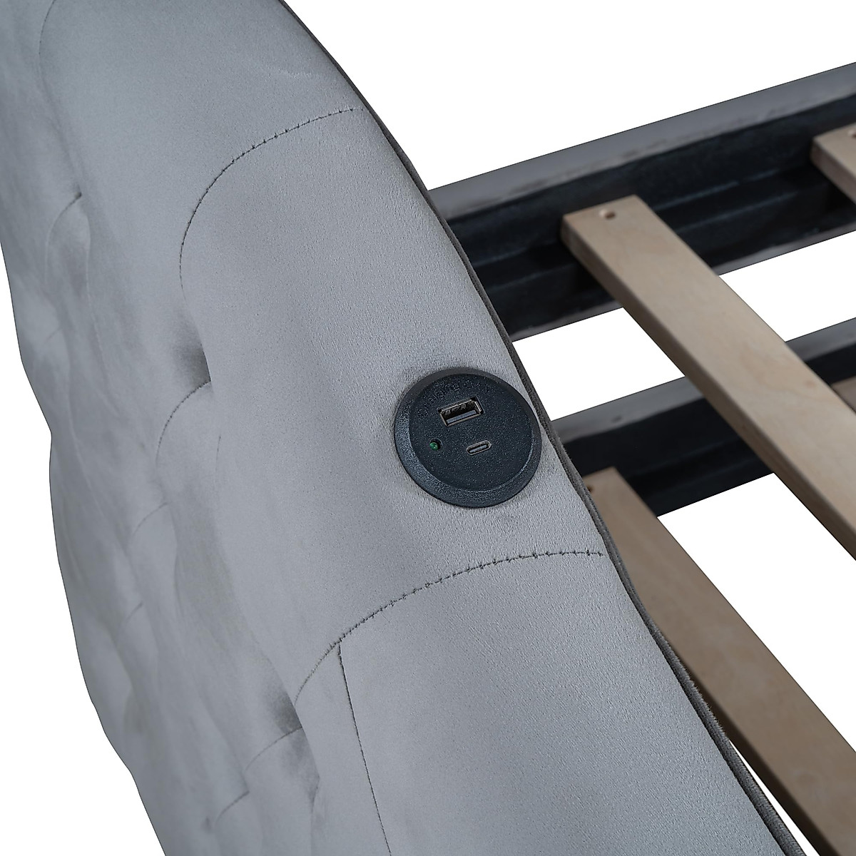 Harper & Bright Designs Twin Daybed with Trundle and USB & Type-C Charging Ports, Modern Upholstered Daybed Frame, Velvet Twin Sofa Bed Frame for Living Room, Bedroom, Gray