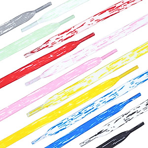 DELELE Flat Graffiti Shoe Laces: White Black Art Print Sneakers Shoelaces 2 Pair 47 inch