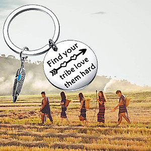 FOTAP Find your Tribe Love Them Hard Keychain Bridal Party Keychain Friendship Keychain Love My Tribe Keychain Best Friend,Family Keychain(Tribe keychain)