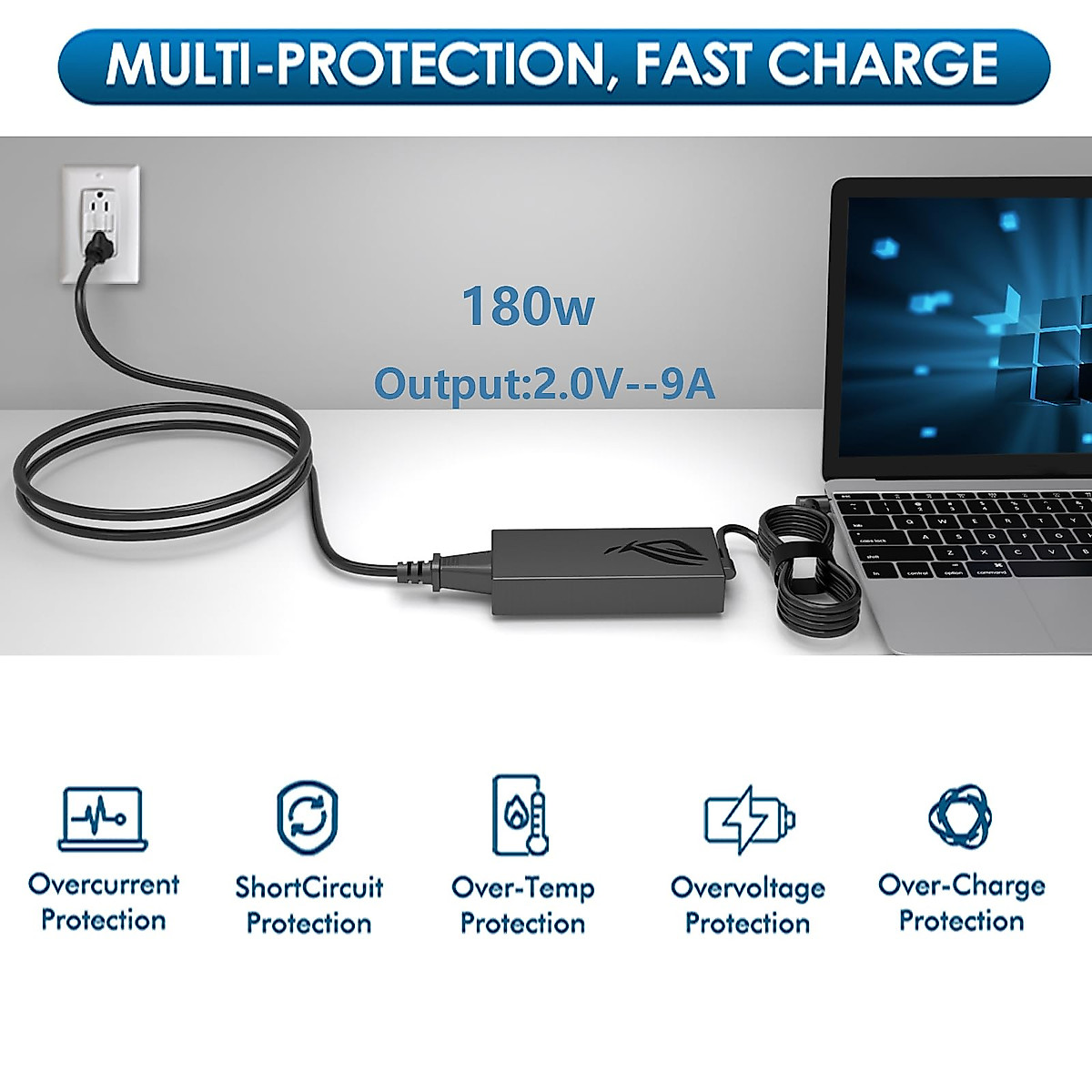 180W Zephyrus Charger for Asus ROG Zephyrus G14 G15 F15 F17 GA401 GA401II GA401IV GA502DU GA502D GA502 GA502IU F15 FX506HC FX506LU ADP-180TB H Gaming Laptop Power Supply