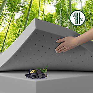 VISCOFLEX 3 Inch Mattress Topper Queen - High Density Foam Firm Bed Topper for Back Pain & Extra Weight Individuals, Back Pain Relief - Charcoal Infusion, CertiPUR-US, New-Version