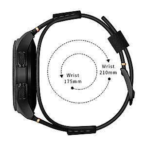 Balerion Cuff Genuine Leather Watch band,Compatible with Samsung Galaxy Watch 6/5/ 4,Galaxy watch3 41mm,Galaxy watch 42mm,Gear Sport and other standard 20mm band width watch,Black