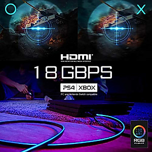 VIVIFY ARQUUS W73 The World's First Fiber Optic HDMI 2.0 Console Gaming RGB Light up 4K Cable 15ft DPL HDMI Certified