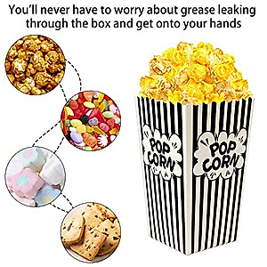 Paper Popcorn Bags, DECYOOL 45 Popcorn Bags Black and White Movie Night Popcorn Boxes Mini Pop Corn Buckets and Container for Home,Carnival Party, Decorations