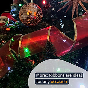 Morex Ribbon 7417.60/50-631 Morex Gleam 2.5" X 50 YD Wired Ribbon for Gift Wrapping, Silver, Flower Bouquet Ribbons for Crafts, Valentines, Baby Showers, Graduation Baskets, and Wedding Decorations