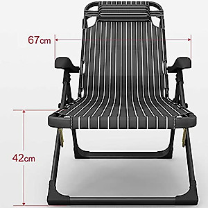 ABaippj Sun Lounger Portable Folding Camping Bed Reclining Lounge Chair with Pillow Load Capacity 200 kg Adjustable for Garden Camping Travel