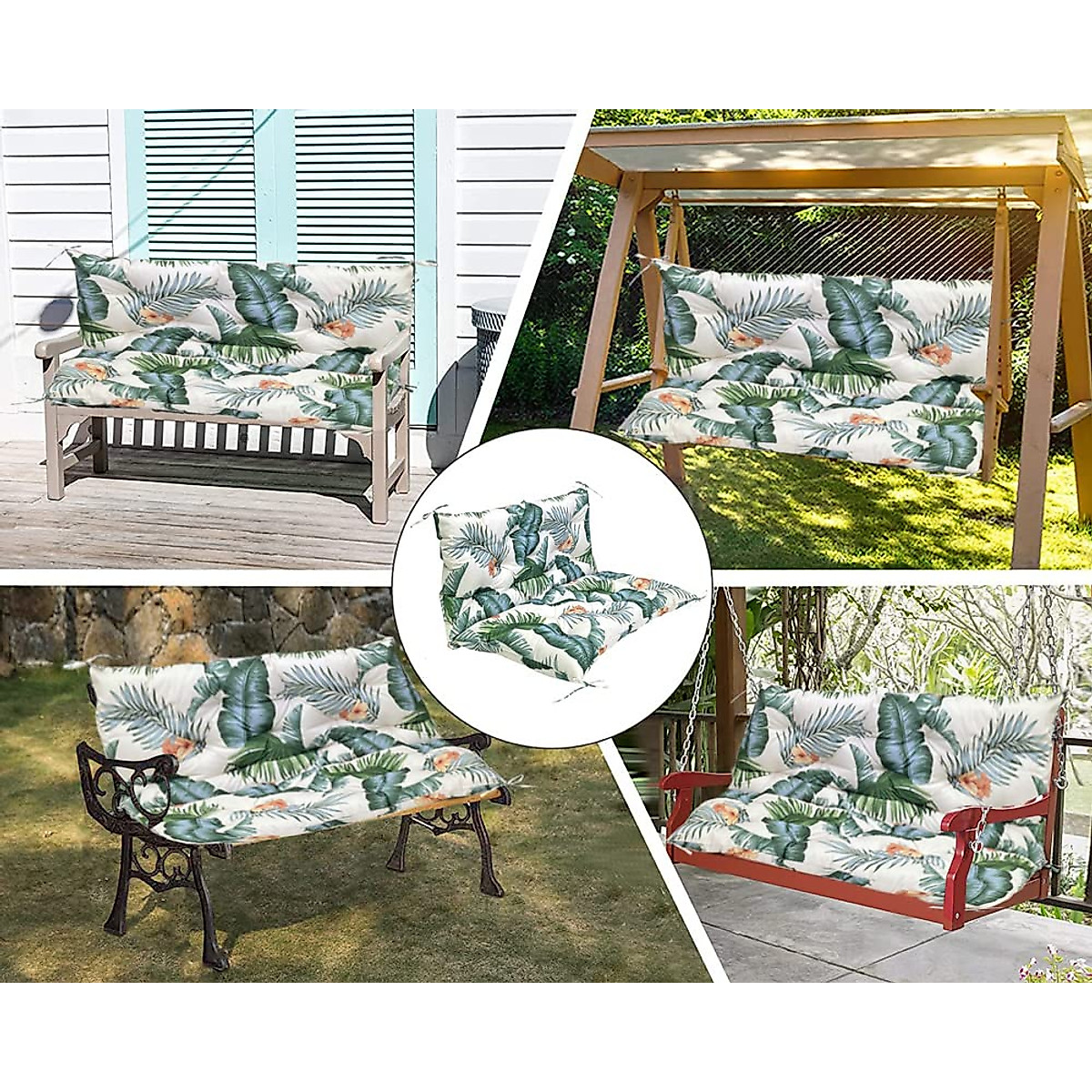 GPPSUNGD Swing Replacement Cushions with Backrest Outdoor Waterproof Overstuffed Bench Cushion 2-3 Seater for Garden Patio Furniture (60 X 40 Inch, Dark Gray)