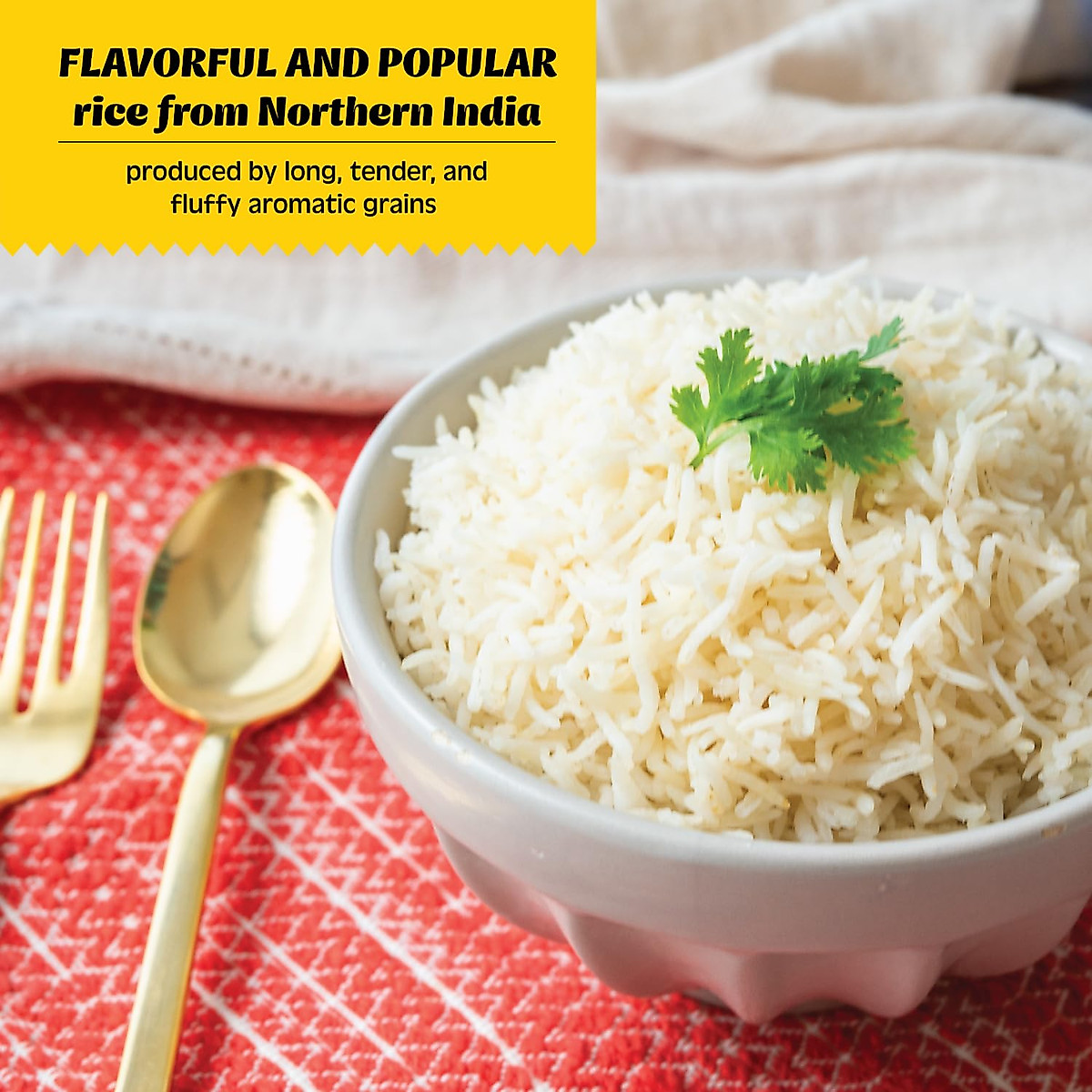 Authentic Ultra Long Parboiled Basmati Rice by Khazana in 10 lb Bag - Aromatic and Flavorful Indian Grain - Non-GMO, Gluten Free, Kosher, Cholesterol Free