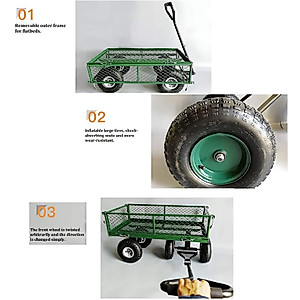 Dporticus Four-Wheel Trailer Large Folding Wagon Side Cart 560lbs Load Capacity, Handling Truck Pull for Outdoor Garden Warehouse Beach