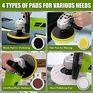 COMOWARE Buffer Polisher for Car Detailing, 7 Inch/6 Inch Car Buffers and Polishers Kit, 6 Variable Speed 600-4000 RPM, 1300W Car Polisher, Polishing Machine for Sanding, Polishing, Waxing