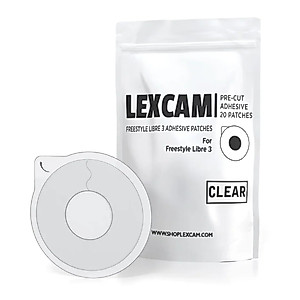 Lexcam Adhesive Freestyle Libre 3 Only Sensor Covers – Pack of 20 Patches, Waterproof, Transparent Cover w/Hole in Middle for Continuous Glucose Monitoring Device, Sensor is NOT Included