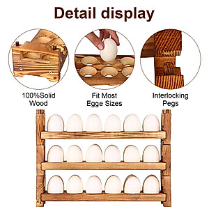 CVHOMEDECO. Wooden Egg Holder Fresh Egg Holders Countertop Firewood Egg Collecting Rack for Gathering Fresh eggs, Stackable with 36 eggs, Home Kitchen Organizer, Set of 3 PCS