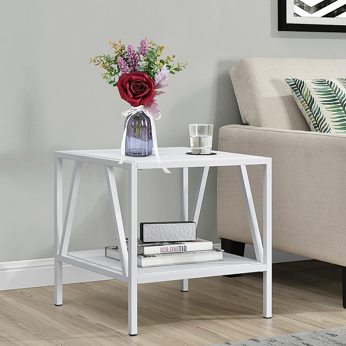 Fake Flowers Silk Roses Flower Bouquet , Faux Flower Arrangements,Farmhouse Table Decor,Table Decorations for Living Room,Coffee Table Decor( Burgundy)